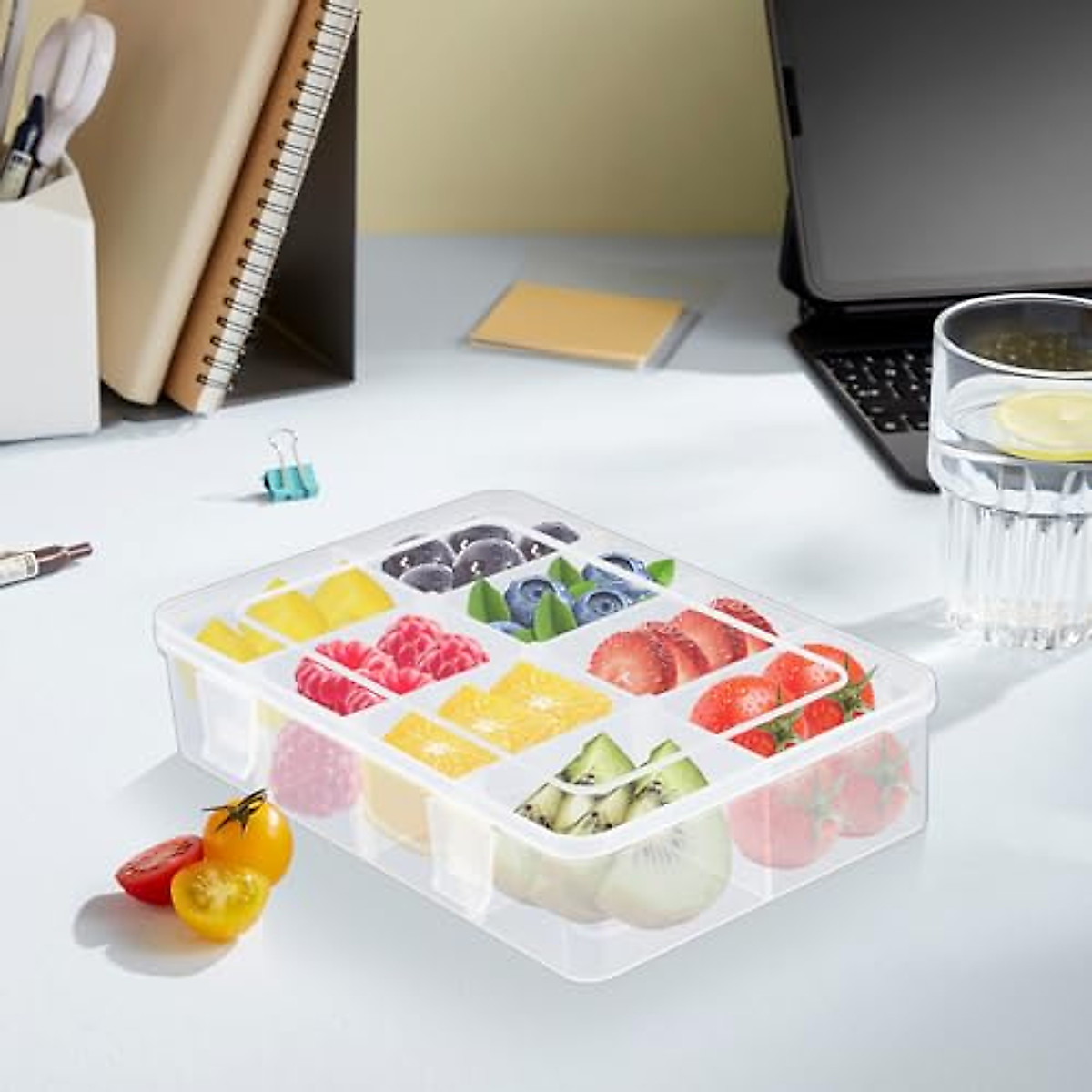 Tamnjvrr 3 Pcs Snack Box Container Snack Box 8 Compartments Snack Containers Reusable Meal Prep Containers Removable Dividers,Dishwasher Safe