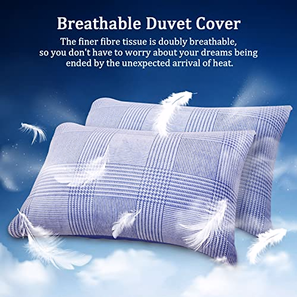 BedsPick Velvet Duvet Cover Set California King 3 Pieces, Navy Blue Soft Reversible Comforter Cover Sets, Plaid Striped Duvet Cover, 1 Duvet Cover 104x98 inches and 2 Pillow Sham