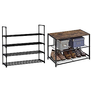 HOMEFORT 4-Tier Shoe Rack All Metal 3-Tier Shoe Rack