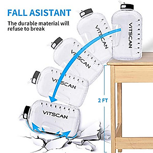 128OZ/1 Gallon Motivational Water Bottle with Time Marker, Large Jug for Sports, Two Handles BPA Free (white)