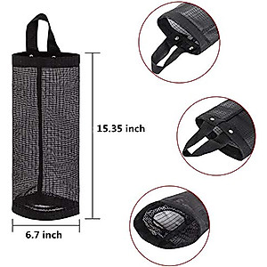 Plastic Bag Holder, Hanging Folding Mesh Garbage Bag for Home and Kitchen Plastic Bag Storage (Black 2 Pack)