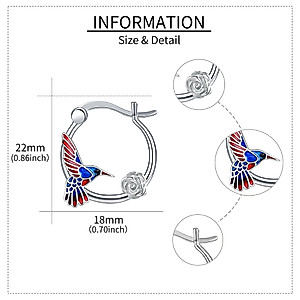 Hummingbird Earrings Sterling Silver Hummingbird Hoop Earrings Hummingbird Jewelry Gifts for Women