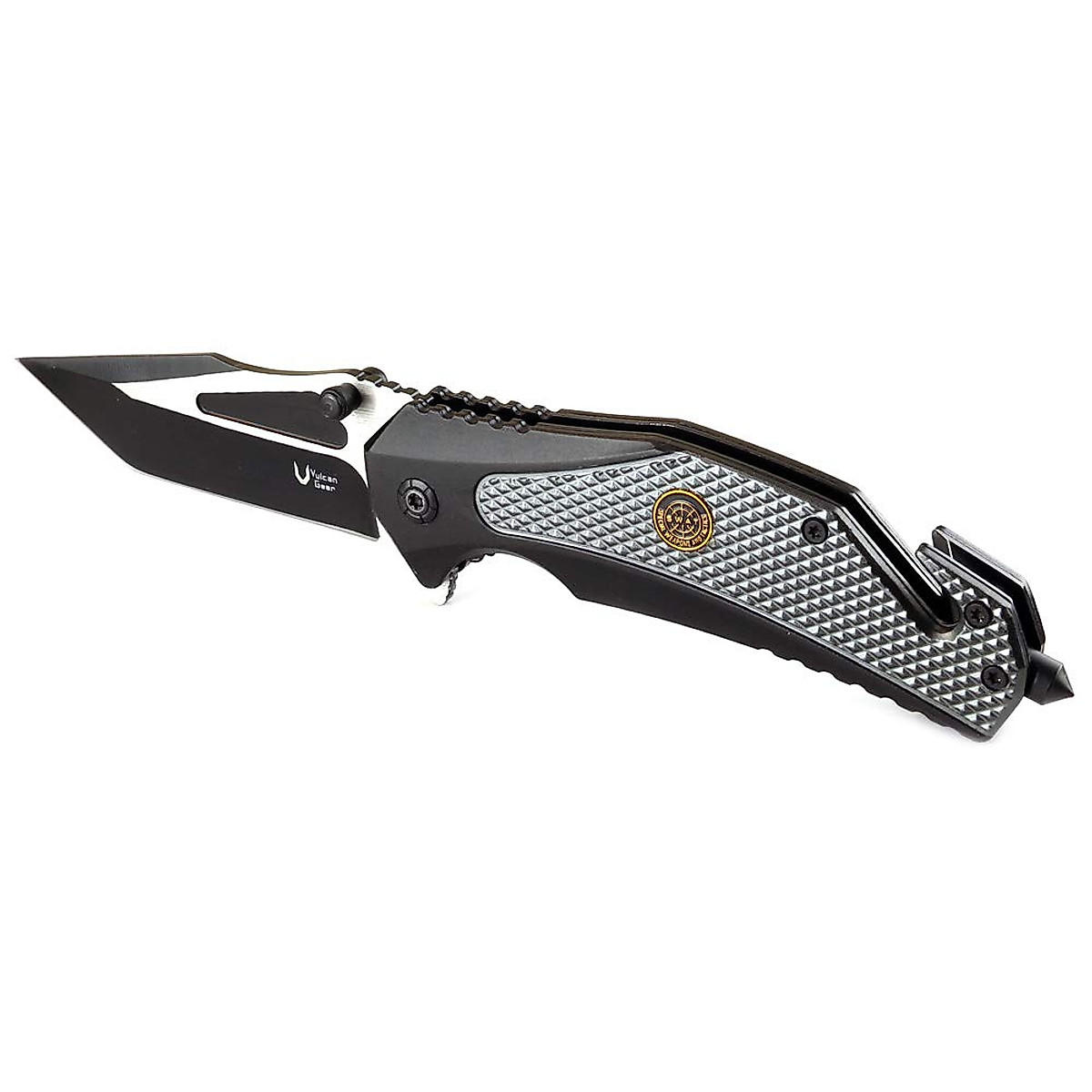 Vulcan Gear Emergency Service Tactical Assisted Open Metal Rescue Folding Knife (Black - S.W.A.T)