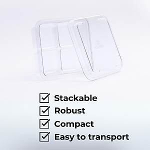Klaris 2" Cube Storage Containers (5 pk) - Craft Ice Storage with Lids | Stackable, Compact and Robust for Freezer | Keeps Ice Fresh & Clear | Compatible with any 2" Cubes & Spheres
