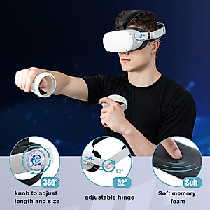Uniplay Head Strap for Quest 2 Battery Pack 10000mAh VR Elite Strap VR Accessories VR Adjustable Head Strap 6-8Hours Enhanced Support Breathable Memory Foam for VR Headset
