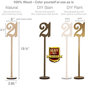 Merry Expressions Table Numbers, Wedding Table Numbers 1-25, Each Number is 13.5 inch Wooden Numbers For Receptions, Weddings & Restaurants Commercial Grade