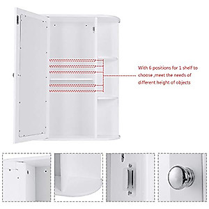 DORTALA Bathroom Cabinet, Single Door Wall Mount Medicine Cabinet w/Mirror(2 Tier Inner Shelves)