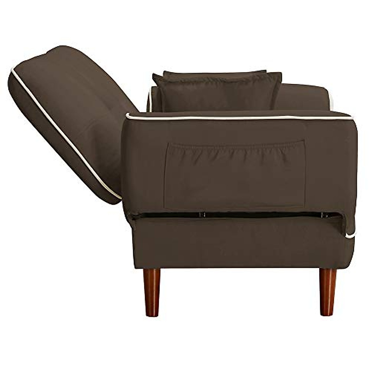 LTT Futon Sofa Bed, Futon Sofa, Folding Sofa Bed Multifunctional Dual Purpose Multifunctional Leisure Sofa Bed Brown Sofa Bed with 2 Pillows