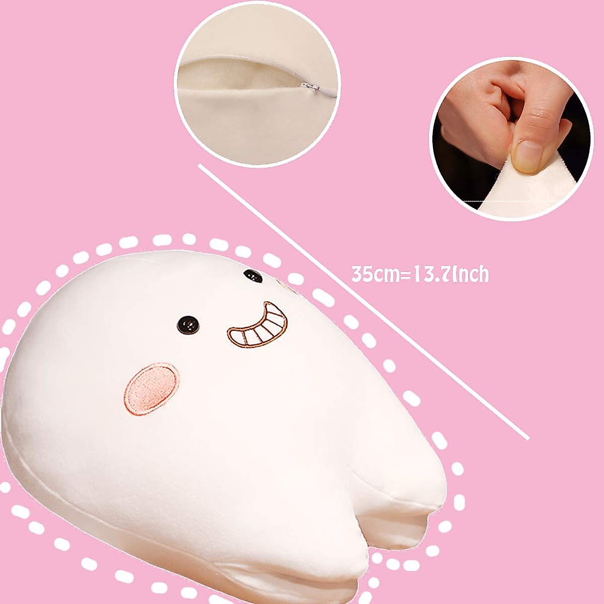 ELAINREN Cute Tooth Shape Plush Pillow Soft Tooth Stuffed Throw Pillow Fluffy Teeth Plushie Cushion for Bed/Sofa Decor Gifts,13.7''