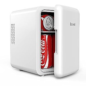 Ecowell WRE100 Mini Bedroom, 4L/6 Can Skincare Fridge, AC/DC Portable Compact Small Refrigerator for Office Dorm Car Desk for Skin Care Makeup Cosmetic, White