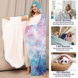 uideazone 80" W x 60" H Wearable Hooded Blanket Beautiful Geometric Super Soft Digital Print Hooded Throw Wrap Premium Fleece Warm Throw Blanket Hooded Cloak for Adults