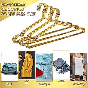 Suclain 60 Packs Gold Metal Wire Clothe Hangers 17.7 Inch Gold Wire Hangers Stainless Steel Hangers Bulk Heavy Duty Round Hook Thin Hangers for Coats Bridal Dry Cleaner(Gold)