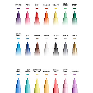 Uni Posca Paint Marker FULL RANGE Bundle Set , Mitsubishi Poster Colour ALL COLOR Marking Pen Extra Fine Point ( PC-1M ) 21 Colours ( 14 Standard & 7 Natural ) Japan Import