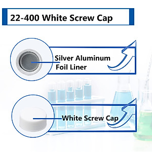 ALWSCI 20 ml Scintillation Vials Liquid Borosilicate Glass Sample Scintillation Counting Vials, 22-400 White Screw Cap, Silver Aluminum Foil Liner, Pack of 100