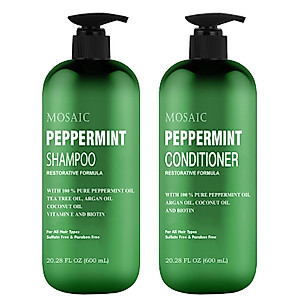 Peppermint Oil Shampoo and Conditioner Set for Hair Growth and Thickening - For Thinning Hair and Hair Loss Treatments for Women & Men, Sulfate Free, 20.2 FL Oz Each