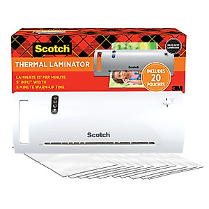 Scotch Thermal Laminator Combo Pack, Includes 20 Letter-Size Laminating Pouches, Holds Sheets up to 8.9" x 11(TL902VP)