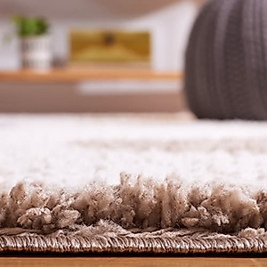 Safavieh Calico Shag Collection 8' x 10' Ivory/Blue CLC114A Mid-Century Modern Non-Shedding 1.6-inch Thick Area Rug