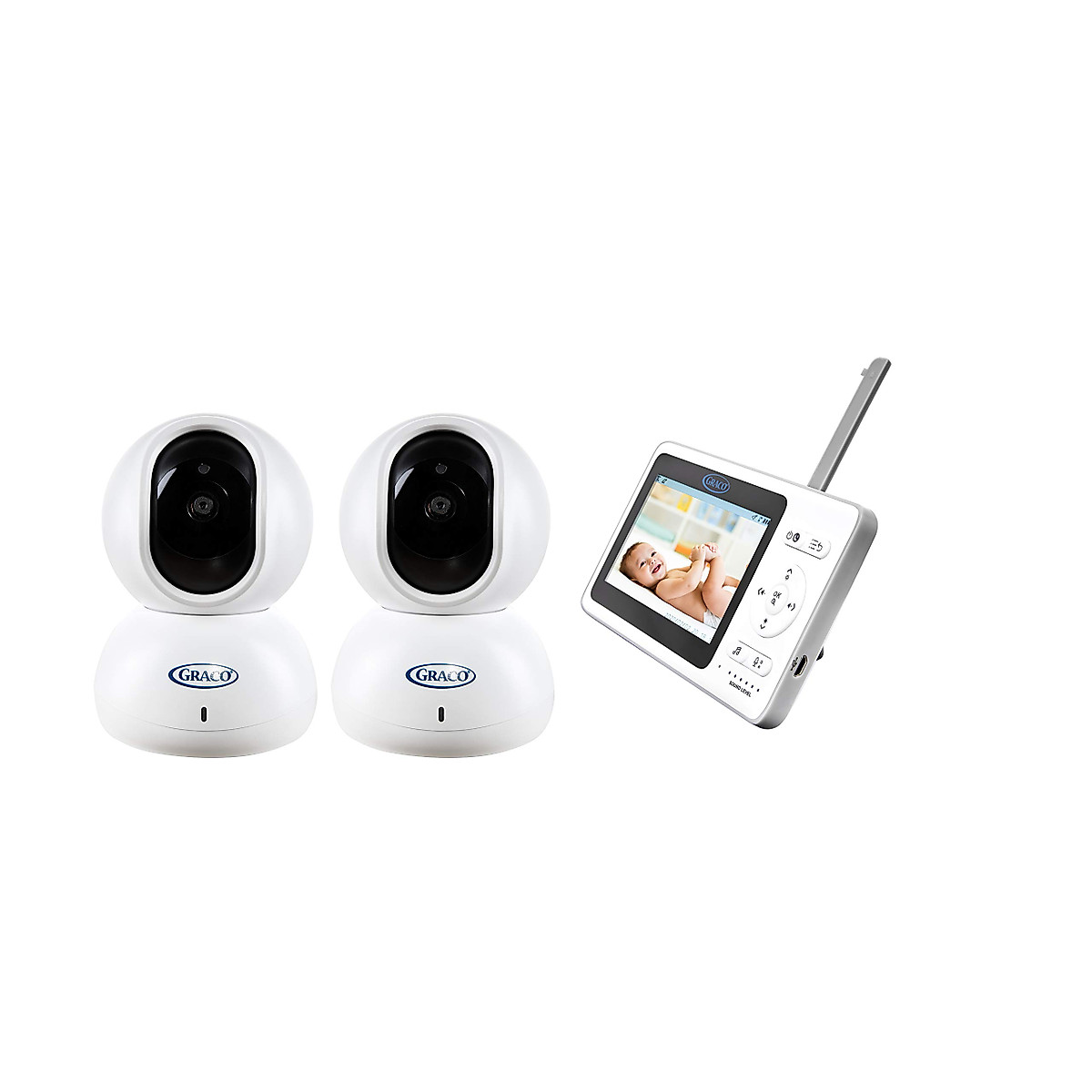 Graco Dual Video Baby Monitor with 4.3" Split Screen Remote and Night Light, Wireless Two Way Baby Monitoring Cameras with Night Vision and Room Temperature Sensor, Rechargeable Battery