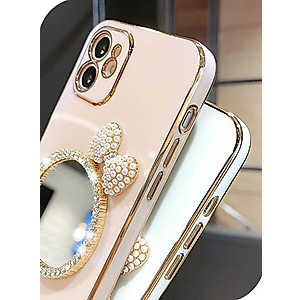 OnePlus Nord N20 5G Luxury Case, Glitter Soft TPU Bumper, Diamond Mirror Butterfly Design, Shockproof, Camera Protection - Pink