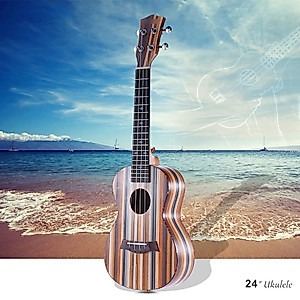 LMMDDP 24" Acoustic Ukulele Soprano Strings Neck Rosewood Fingerboard String Instrument Musical