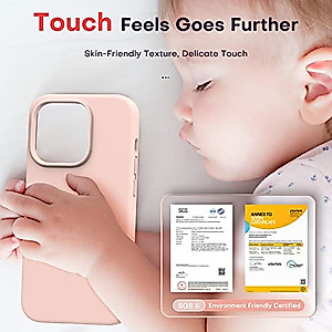 TOCOL [5 in 1 Designed for iPhone 14 Pro Case, with 2 Pack Screen Protector + 2 Pack Camera Lens Protector, Liquid Silicone Phone Case 6.1 Inch, [Anti-Scratch] [Drop Protection], Chalk Pink