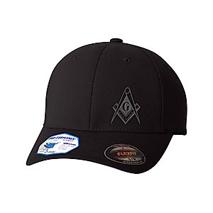 Flexfit Left Side Panel Mason Gray Thread Embroidery Hats for Men & Women Polyester Black Large Xlarge