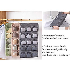 Dual sided Hanging Underwear Sock Bra Stocking Organizer with 5+15 Mesh Pockets, 3D Pockets Design Durable Space Saver Bag Wall Shelf Wardrobe Storage Bags Holders (Green)