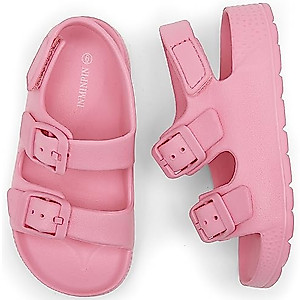 INMINPIN Toddler Boys Girls Buckle Sandals Comfort Open Toe Sandal with Adjustable Back Strap, Pink, 5 Toddler