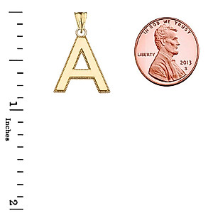 Elegant 10k Yellow Gold Personalized Milgrain Initial "P" Charm Pendant