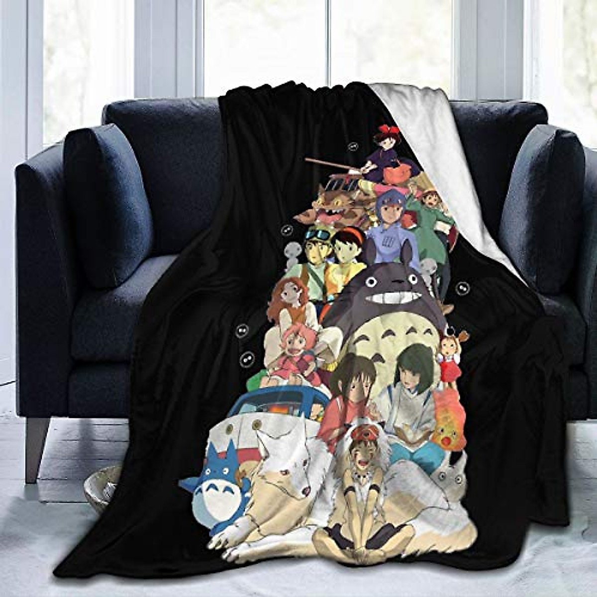 S-tudio Gh-ibli Super Soft Lightweight Microfiber Fuzzy Plush Throw Blanket 60"x50"