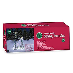 Winter Wonder Lane Multi-Color 2-Piece Twinkle String Cone Trees Set Holiday Seasonal Christmas Indoor/Outdoor Light-Up Decor