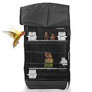 ASOCEA Extra Large Bird Parrot Cage Cover Good Night Birdcage Cover Universal Blackout for Parakeets Budgies Conure Macaw Square Cages - Black ( 18.1Lx13.8Wx32.3H)