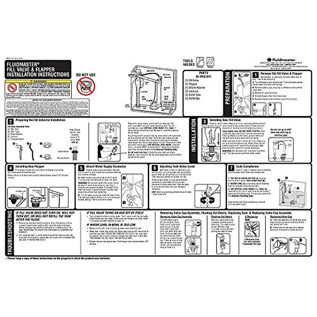 Fluidmaster 400CRP14 Fill Valve and 2-inch Flapper Repair Kit (Pack of 1)