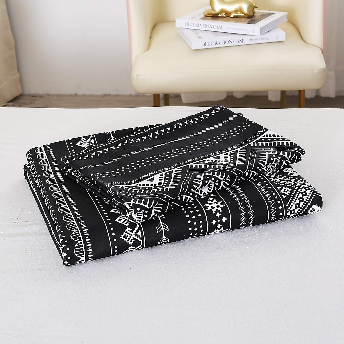 LAMEJOR Duvet Cover Set Queen Size Simplicity Black and White Striped Pattern Reversible Luxury Soft Bedding Set Comforter Cover (1 Duvet Cover+2 Pillowcases)