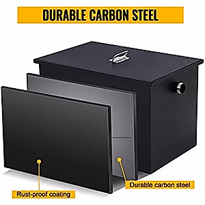 Commercial Grease Interceptor 8-70 LB, Carbon Steel Grease Trap 4-35 GPM, Grease Interceptor Trap With Side Water Inlet, Under Sink Grease Trap For Restaurant Canteen Factory Home Kitchen,40 LB