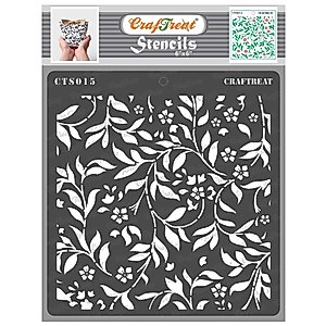CrafTreat Flourish Stencils for Painting on Wood, Canvas, Paper, Fabric, Floor, Wall and Tile - Flourish Background - 6x6 Inches - Reusable DIY Art and Craft Stencils for Painting Flowers and Leaves