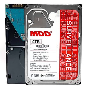 MDD (MDD4TSATA6472DVR) 4TB 7200RPM 64MB Cache SATA 6.0Gb/s 3.5inch Internal Surveillance Hard Drive (Renewed)