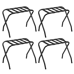 SONGMICS Steel Folding Luggage Rack, Pack of 4, Black URLR64B-4