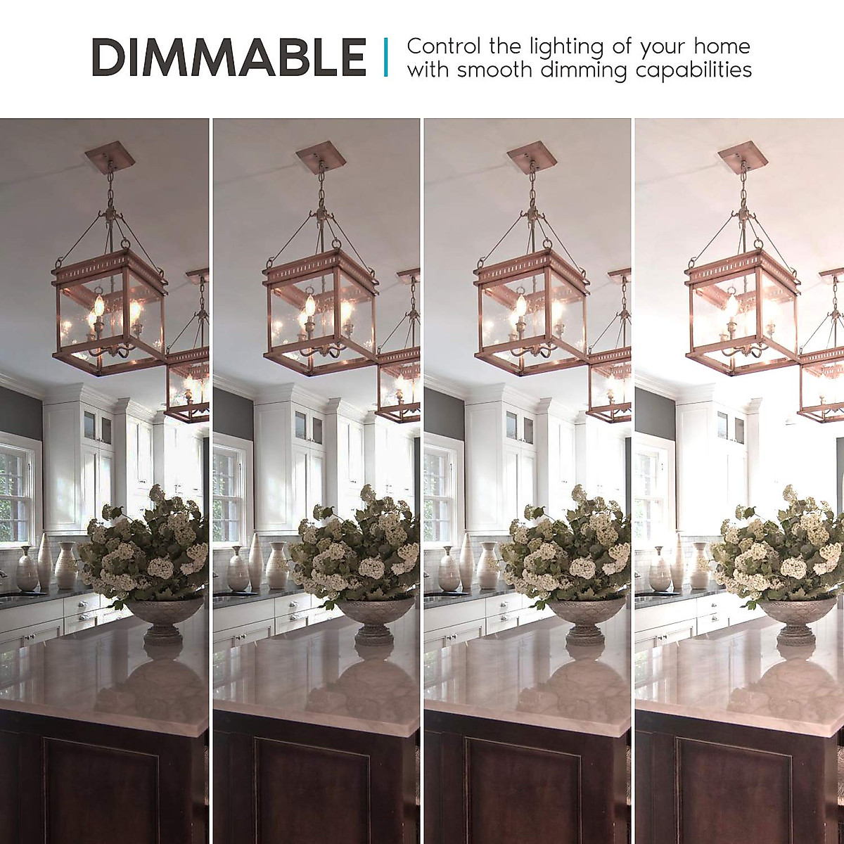 LUXRITE 4W Vintage Candelabra LED Bulbs Dimmable, 400 Lumens, 3000K Soft White, LED Chandelier Light Bulbs 40W Equivalent, Clear Glass, Filament LED Candle Bulb, UL Listed, E12 Base (6 Pack)