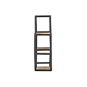 Powell Dealya Black Metal Honeycomb Wall Shelves with Wood Bottoms