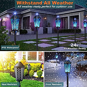 NefCase Solar Torch Lights with Flickering Flame, 40" Outdoor Waterproof Solar Flame Torch Lights, Auto On/Off Security Solar Tiki Torches for Yard Deck Garden Patio Decoration (4Pack, Blue)