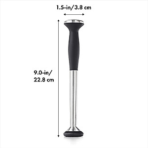 OXO SteeL Muddler with Non-Scratch Nylon Head and Soft Non-Slip Grip, Silver, 9-Inch