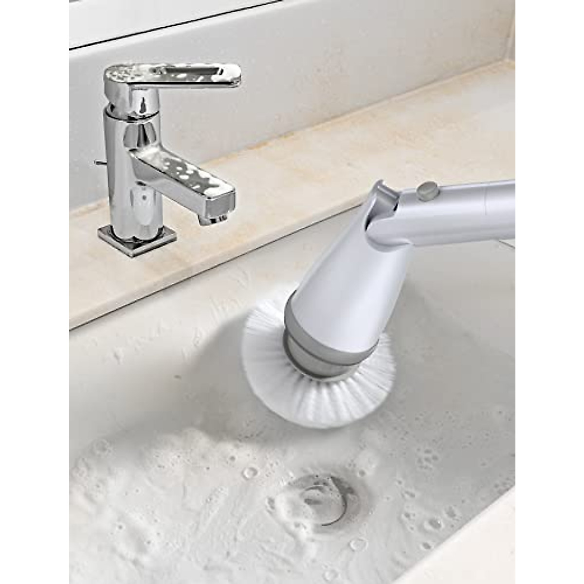 Electric Spin Scrubber, Sweepulire Cordless Cleaning Brush with 2 Speeds , Adjustable Extension Arm, 4 Replaceable Brush Heads, Power Shower Scrubber Cleaning Brushes for Bathroom, Tub, Tile, Floor