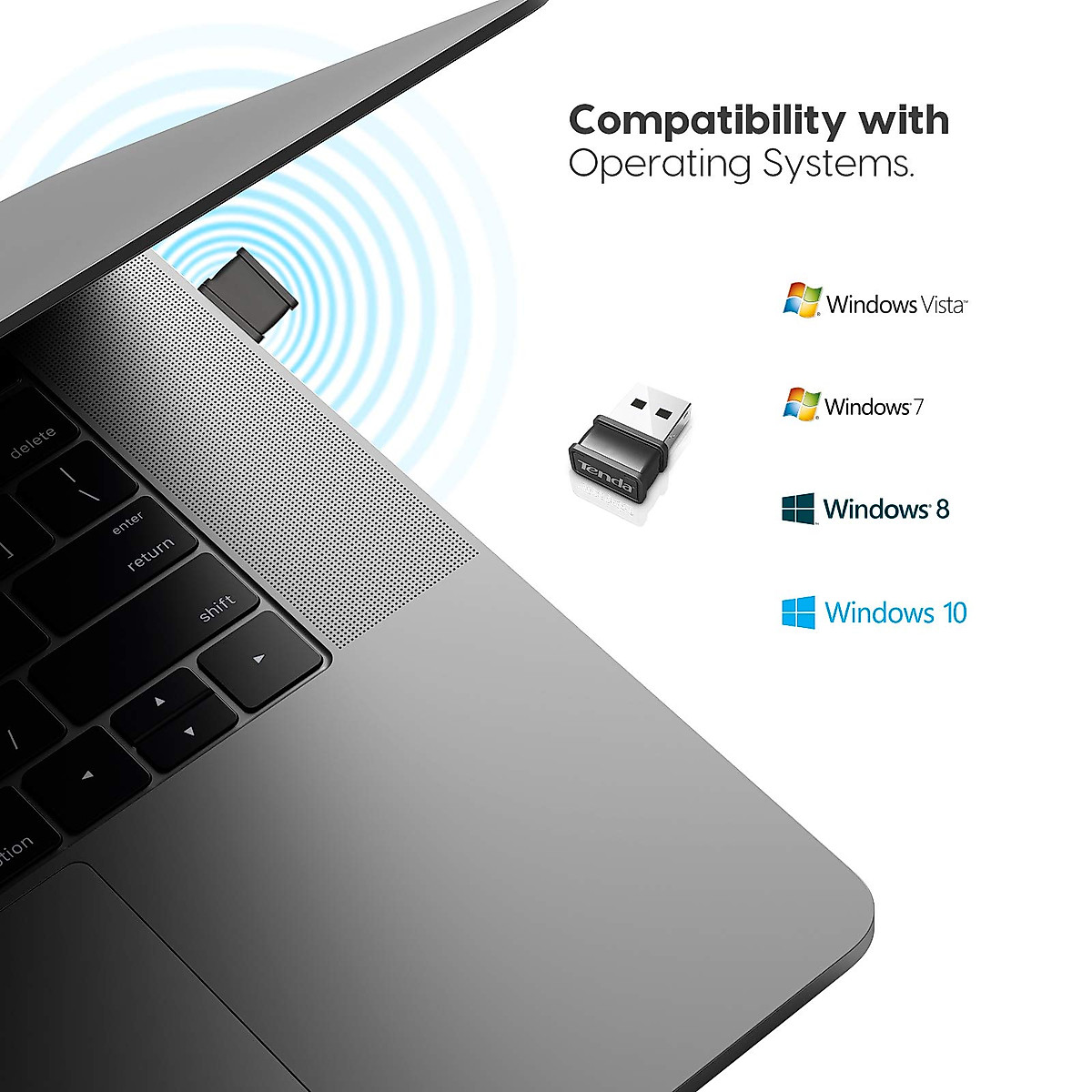 Tenda Wi-Fi Dongle, N150 Mini Wireless Network USB Wi-Fi Adapter for PC Desktop Laptop (Supports Windows XP/7/8/8.1/10, Driver-Free, Soft AP, USB 2.0) Plug & Play - W311MI V4.0