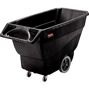 Rubbermaid Commercial Products Tilt Dump Truck, 600 lbs 3/4 Cubic Yard Heavy Load Capacity with Wheels, Trash Recycling Cart, Black