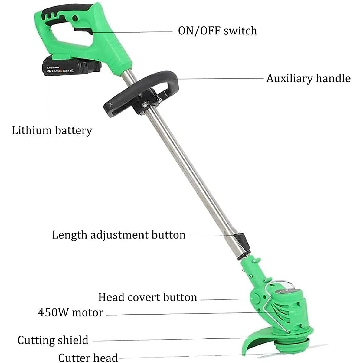 Handheld Cordless Grass Trimmer EPower Garden Tools Adjustable Electric Lawn Mower Pruning Cutter-2 Battery