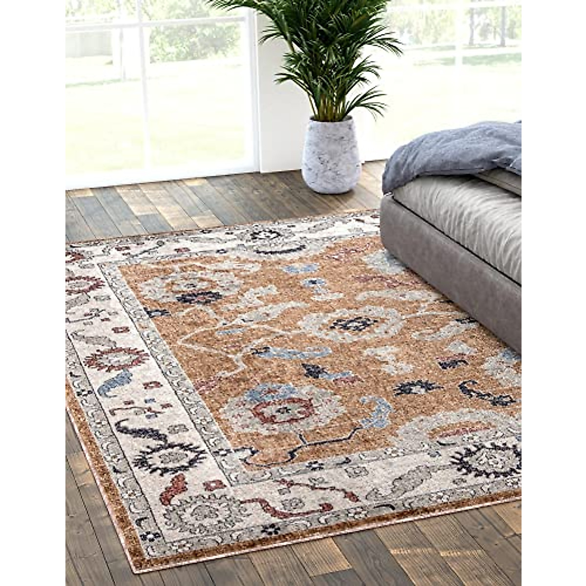 Rugs.com Eco Traditional Collection Rug – 5' x 8' Almond Beige Medium Rug Perfect for Bedrooms, Dining Rooms, Living Rooms