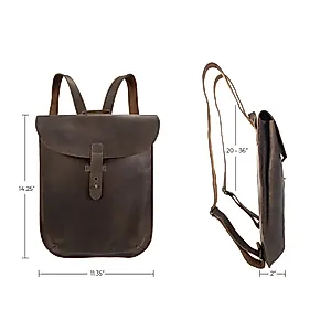 Hide & Drink, Rounded Laptop Backpack with Adjustable Straps, Portable Case, Travel Accessory, Full Grain Leather, Handmade, Bourbon Brown