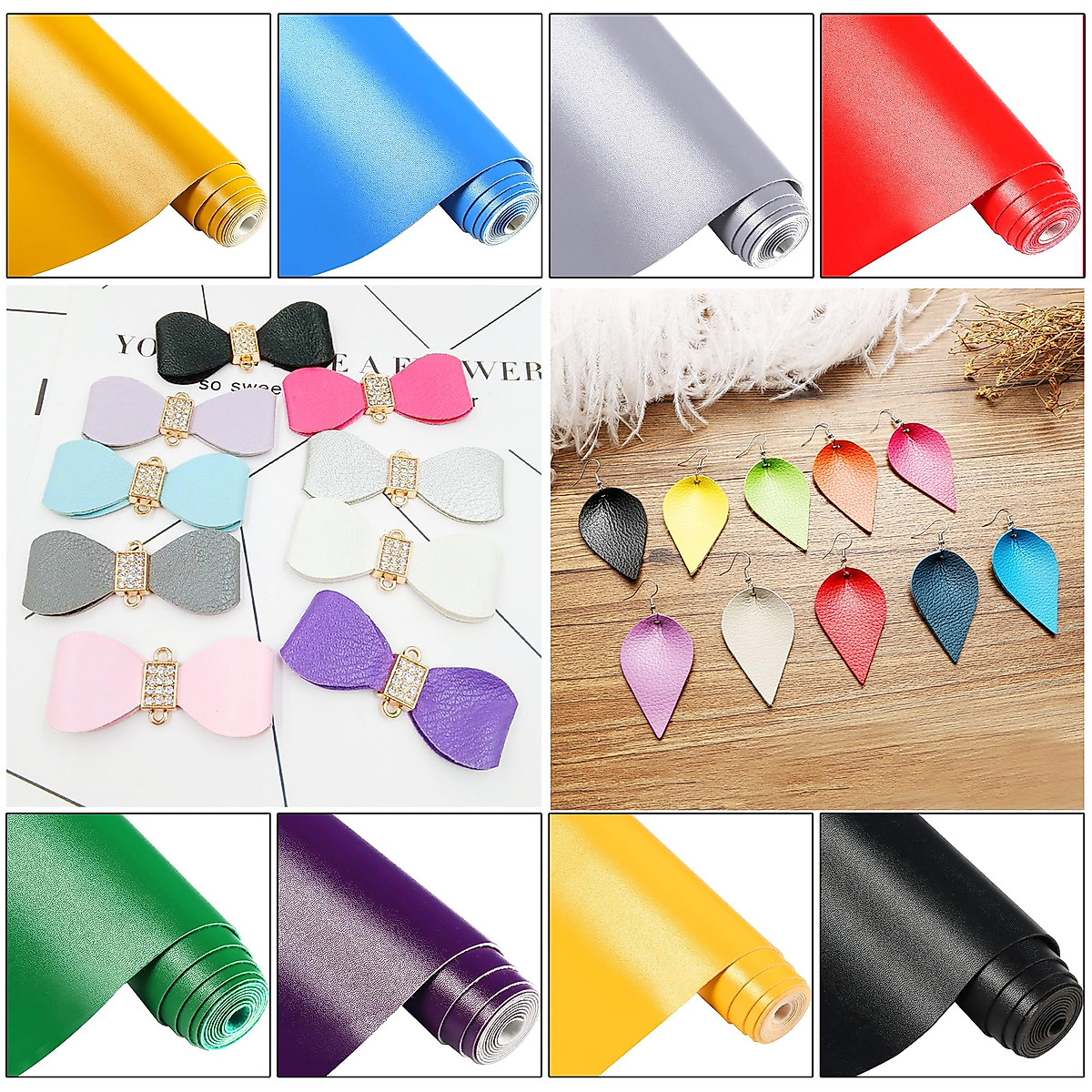 Ramya Smooth Solid Color White Faux Leather Sheets 1Rolls 12"x 53" (30cm x 135cm),Faux Leather is Great for Handmade DIY Craft Projects, Bows,Leather Earrings (White)