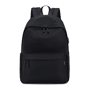 Acmebon Casual Waterproof Backpack for Girl and Boy Pure Color Bookbag for Teen Black